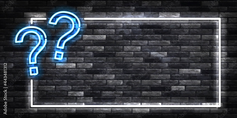 Vector realistic isolated neon sign of Question frame logo for template ...