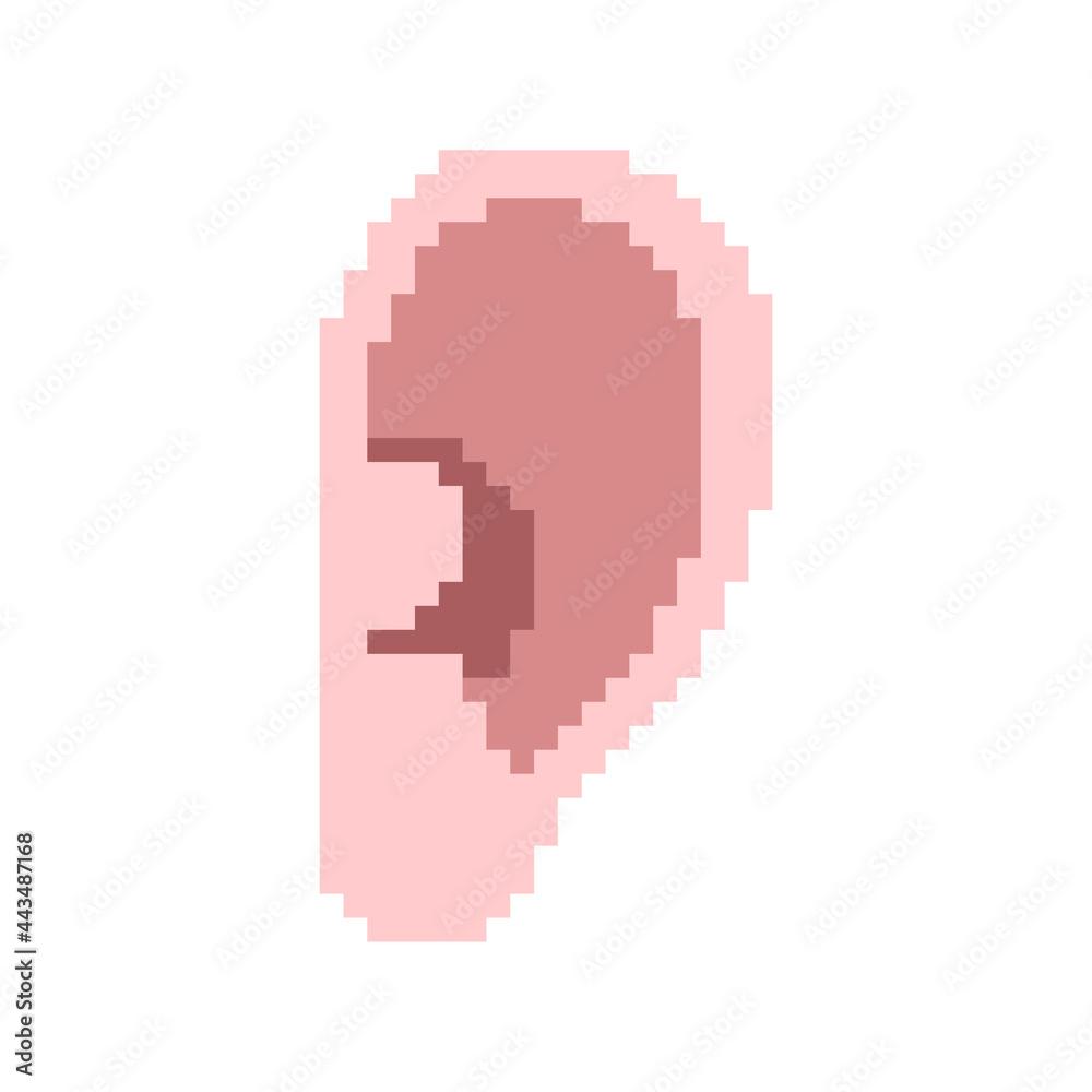 Human ear pixel art. 8 bit Part of body vector illustration Stock ...