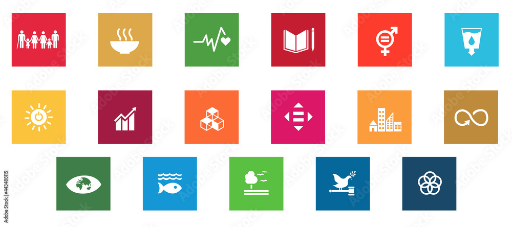 Belarus, Minsk - July 5, 2021 : SDGs icon set. Sustainable development ...