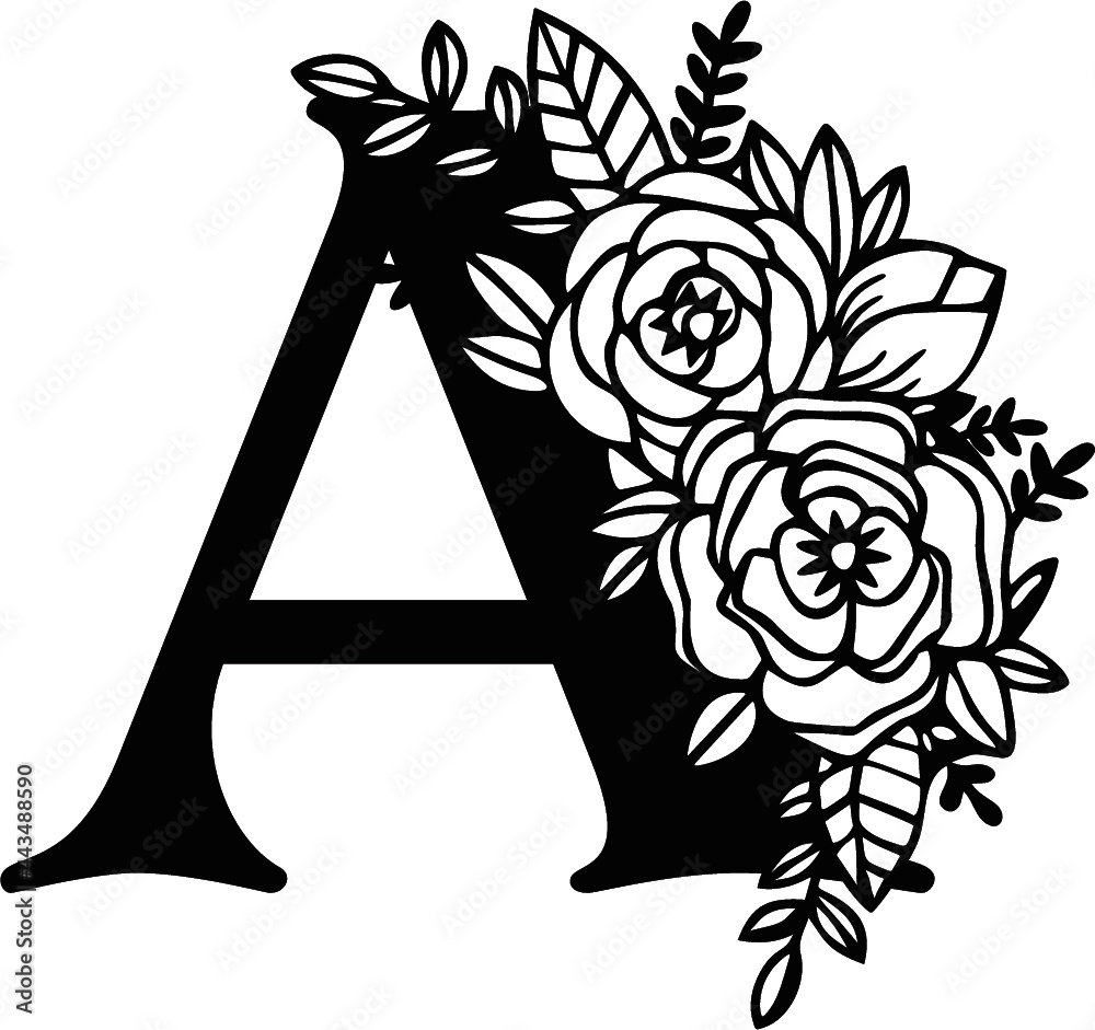 Monogram Svg, Monogram Alphabet Svg, Monogram Clipart, Flower Alphabet ...