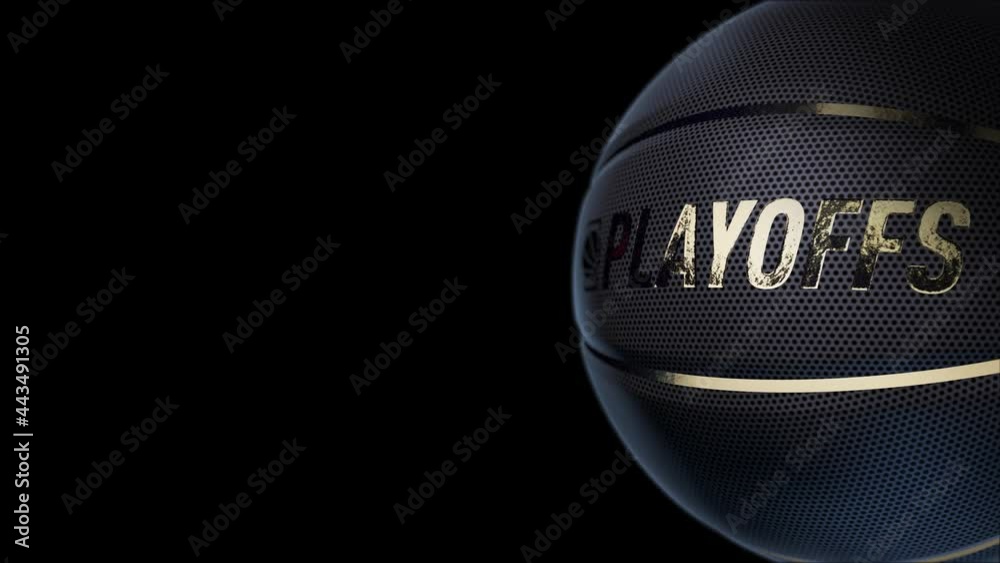 basketball playoffs. rotating basketball on black background. Luma ...