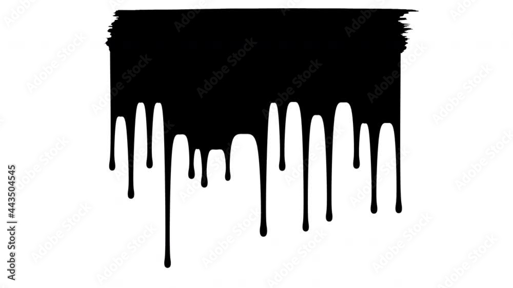 Paint brush stroke with dripping ink, black and white mask. Liquid ...