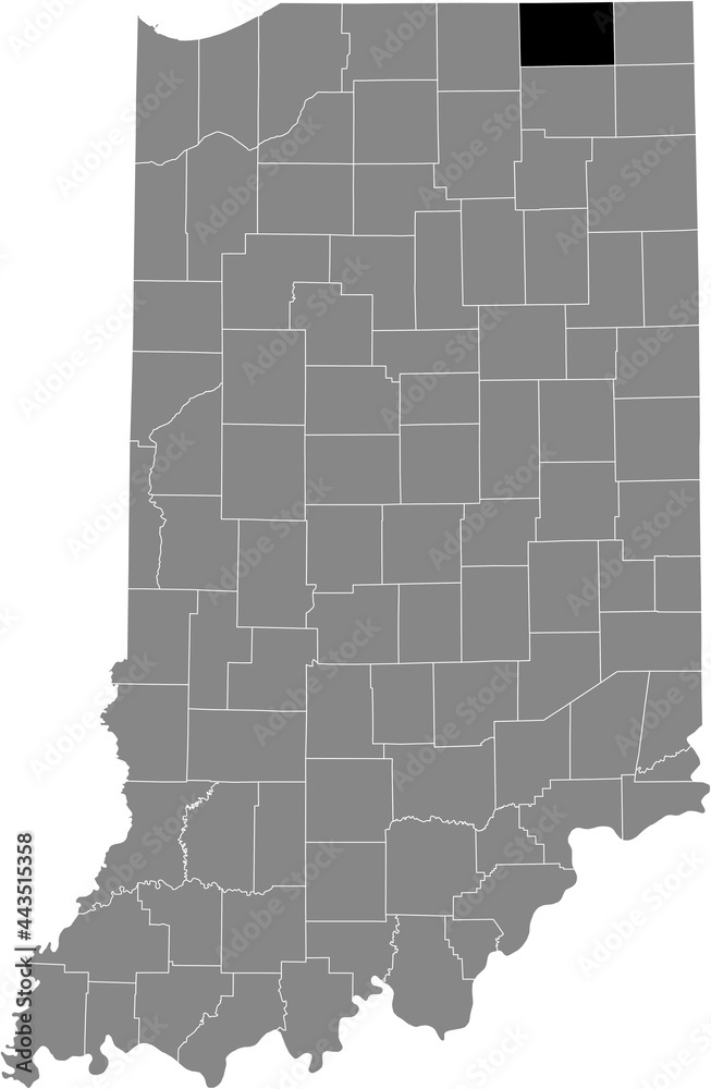 Black highlighted location map of the Hoosier LaGrange County inside ...