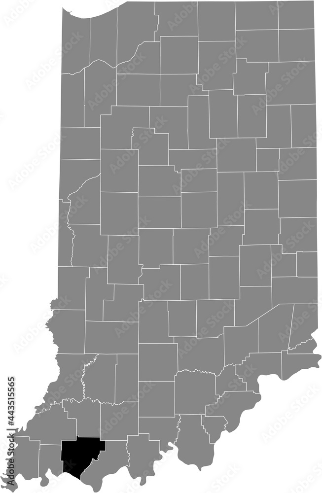 Black highlighted location map of the Hoosier Warrick County inside ...