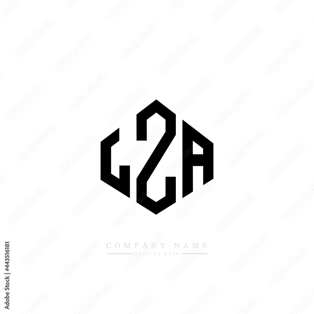 LZA letter logo design with polygon shape. LZA polygon logo monogram ...
