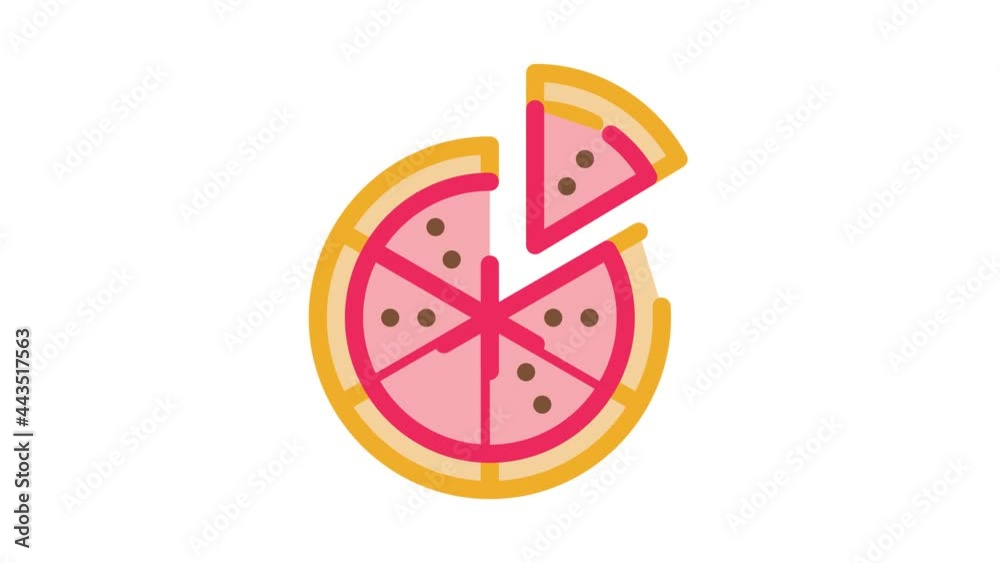 Sliced Pizza Icon Animation. color Sliced Pizza animated icon on white ...