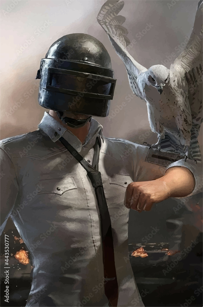 cool pubg game character with a white eagle on his arm background ...