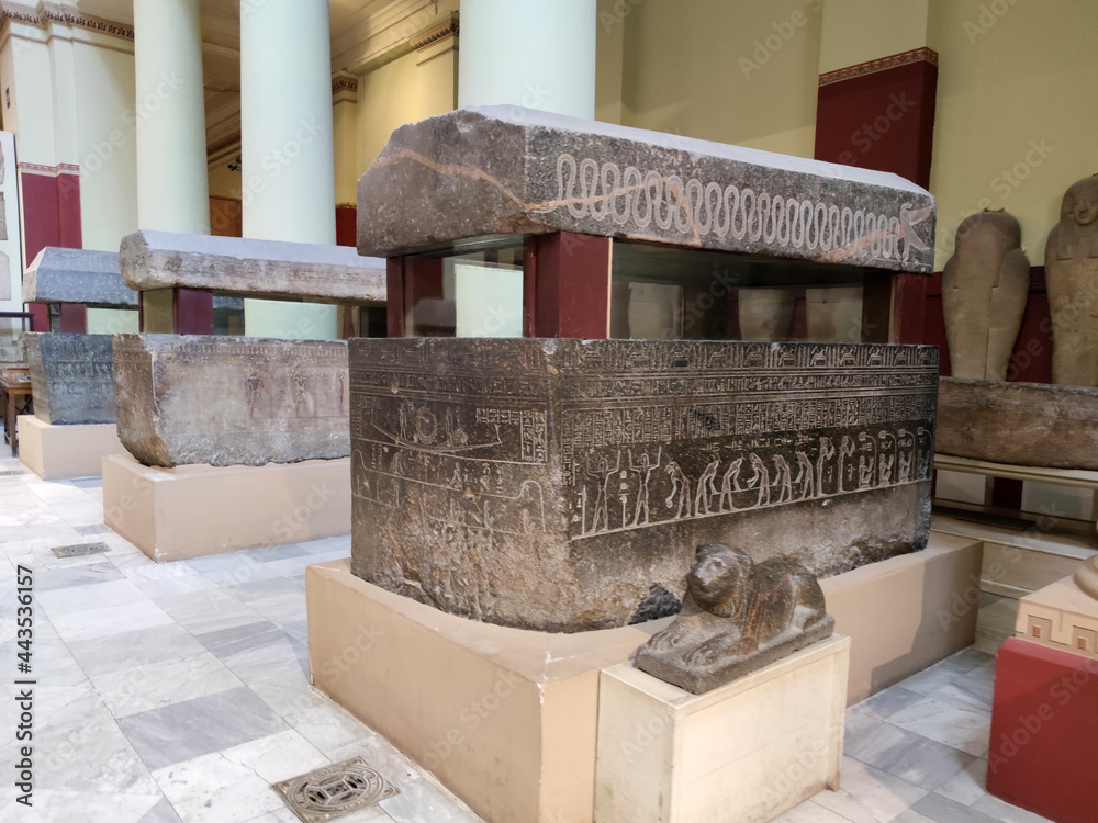 Ancient stone stone sarcophagus for the burial of the mummy of the ...