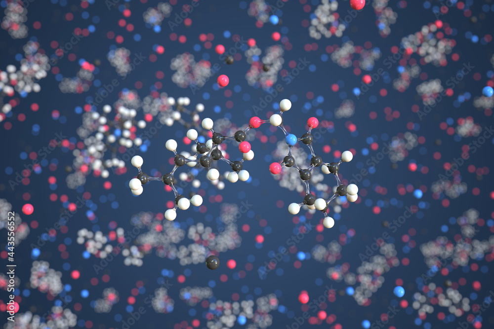 Molecule of tetramethrin, conceptual molecular model. Scientific 3d ...