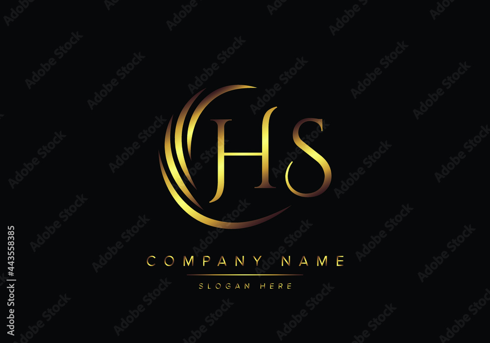 alphabet letters HS monogram logo, gold color elegant classical Stock ...