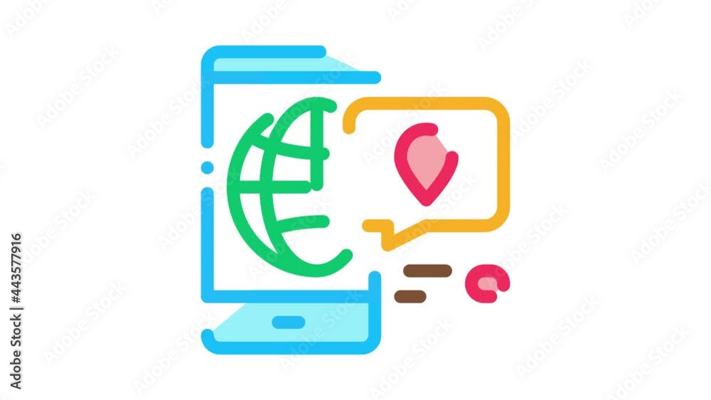Smartphone World Gps Map Icon Animation. color Phone Application With ...