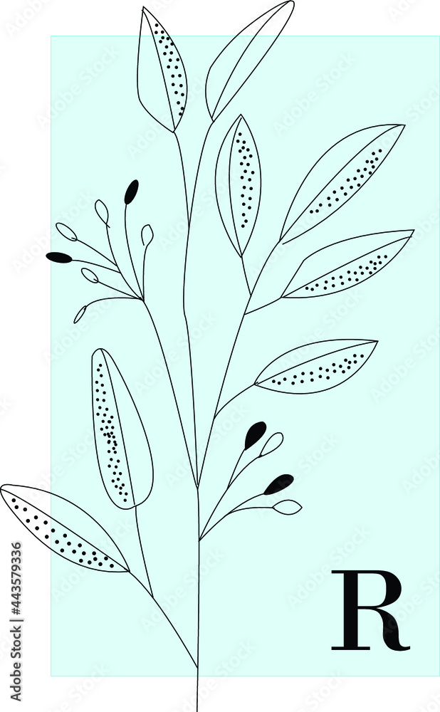 Cyan, blue background with black stylish and elegant letter R logo for ...