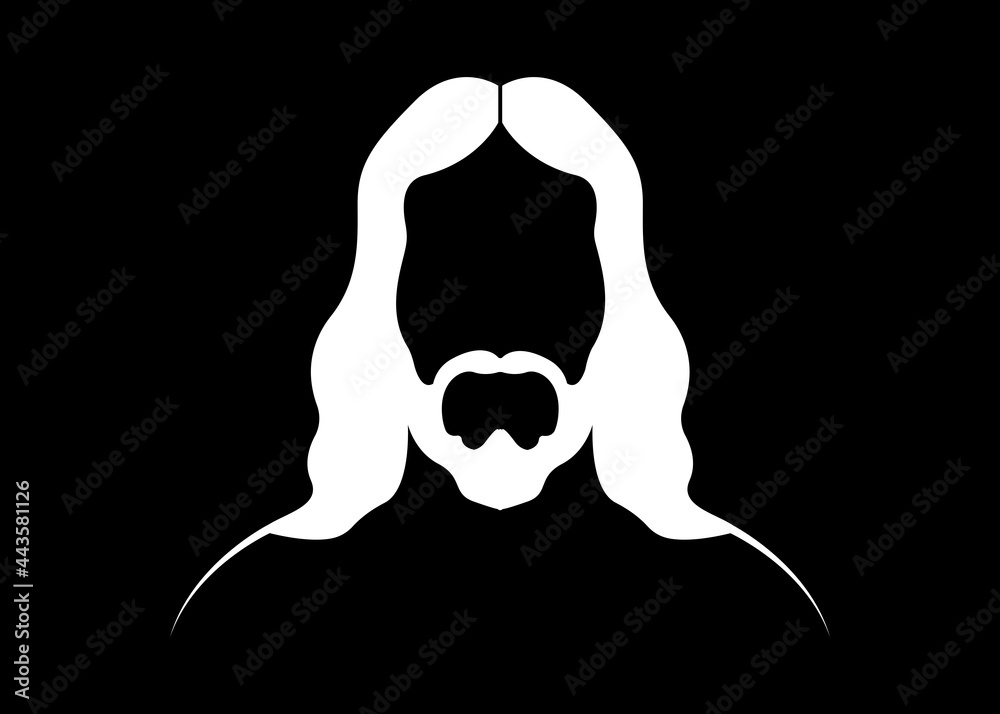 Jesus Christ, graphic portrait vector white silhouette isolated on ...