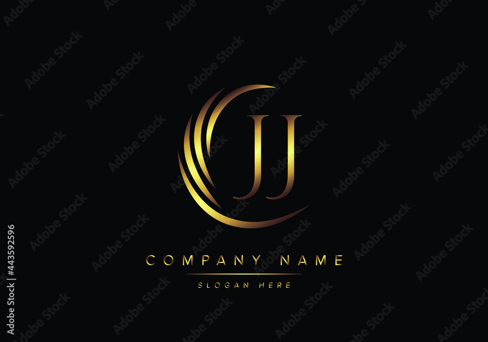 alphabet letters JJ monogram logo, gold color elegant classical Stock ...