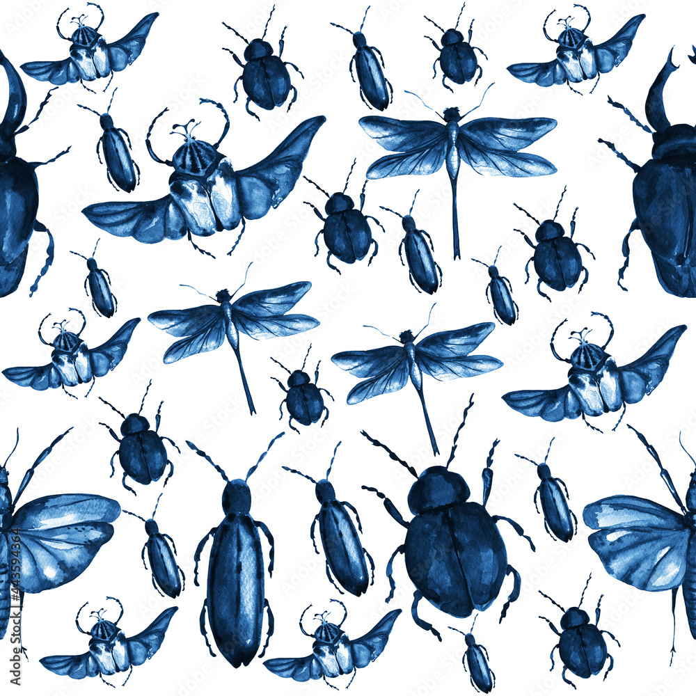 Pattern with stag beetle, butterfly, mother. beautiful pattern with ...