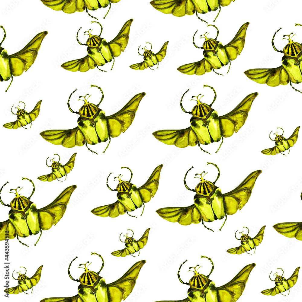Pattern with stag beetle, butterfly, mother. beautiful pattern with ...