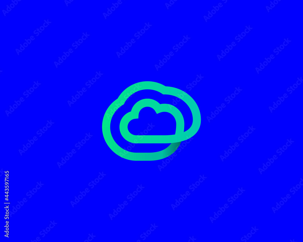 Linear cloud loop vector icon logo design template. Minimalistic data ...