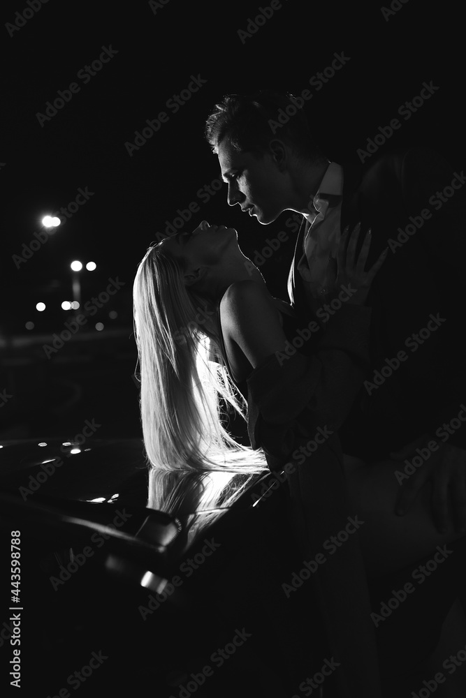 Couple Kissing At Night In The Car Gentle Night Photo Session In The