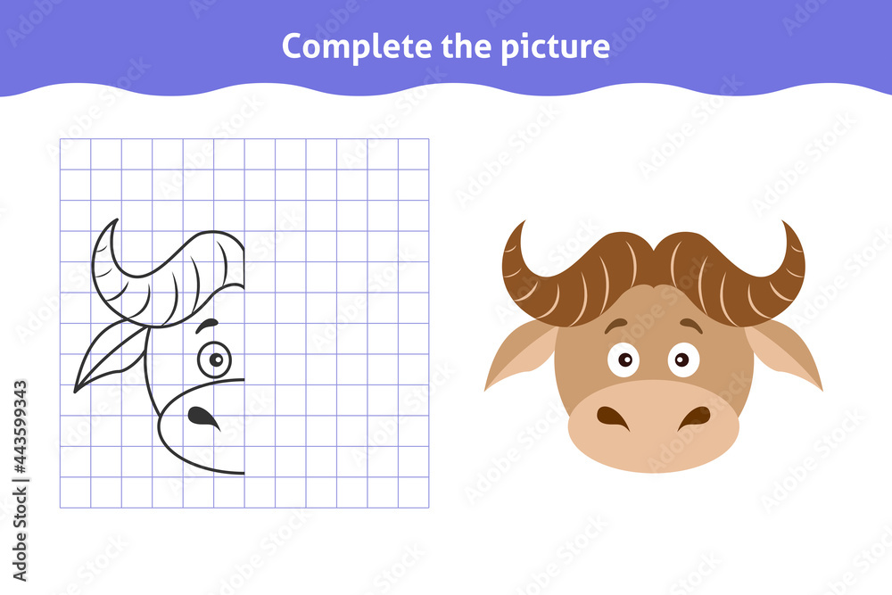 Complete the picture. Educational game, reflection image for toddlers ...