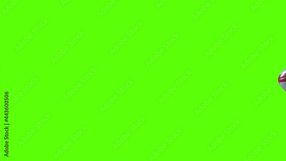 Side profile of 3D Ruby ball spinning in a perfect loop. White rugby ...