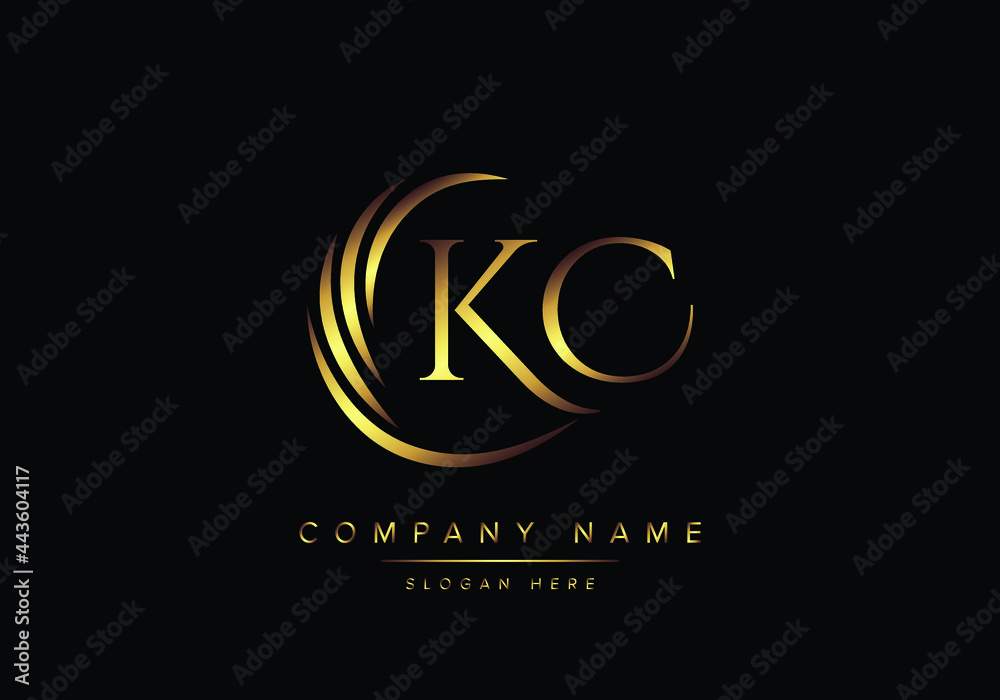 alphabet letters KC monogram logo, gold color elegant classical Stock ...
