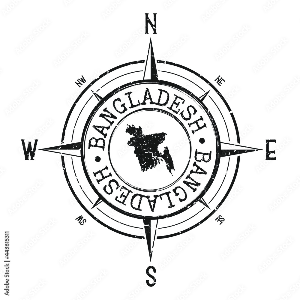 Bangladesh Stamp Map Compass Adventure. Illustration Travel Country ...