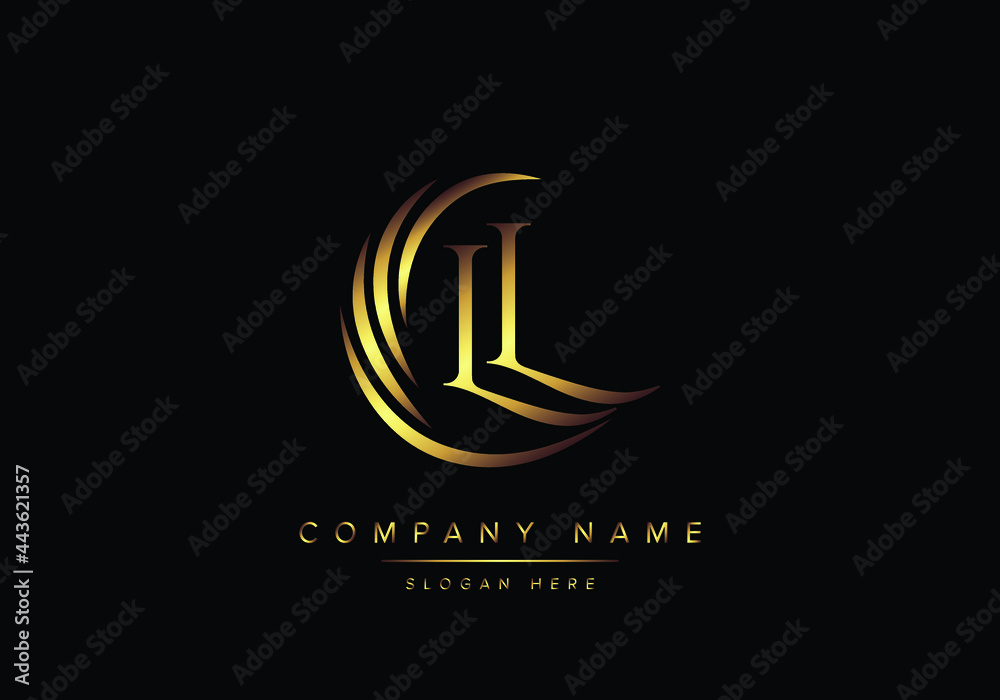 alphabet letters LL monogram logo, gold color elegant classical Stock ...