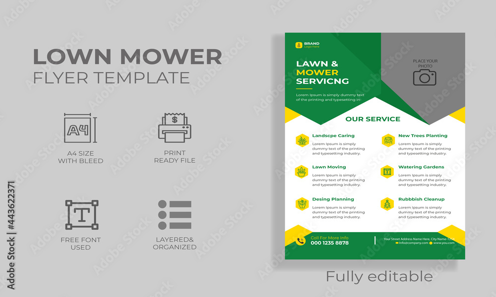 Mower Service Flyer Template. lawn mower poster, Business Flyer poster ...