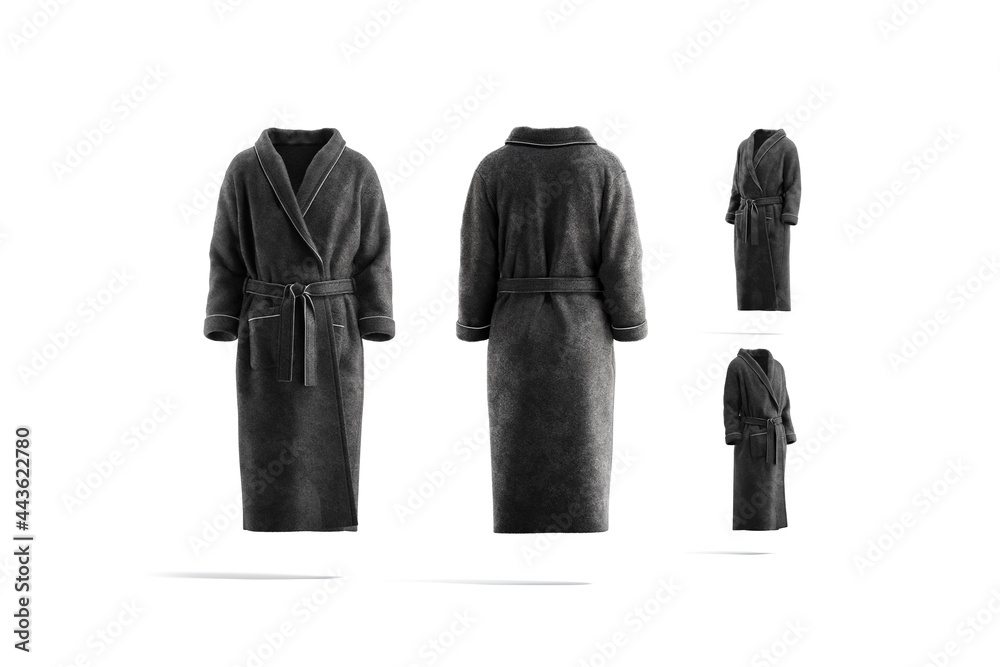 Blank black hotel bathrobe mock up, different views Stock Illustration ...