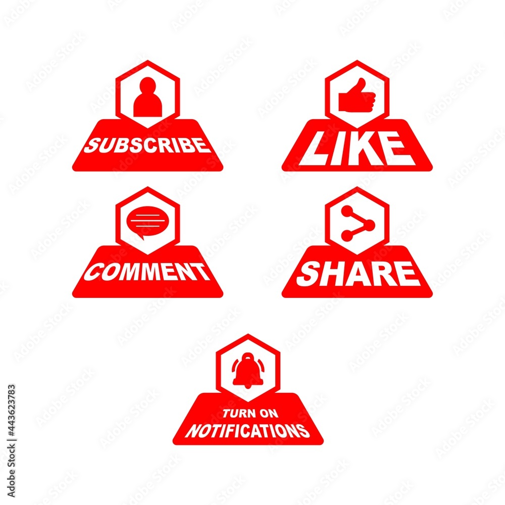 Vecteur Stock Subscribe button collection with multiple shapes. Red color button collection with ...