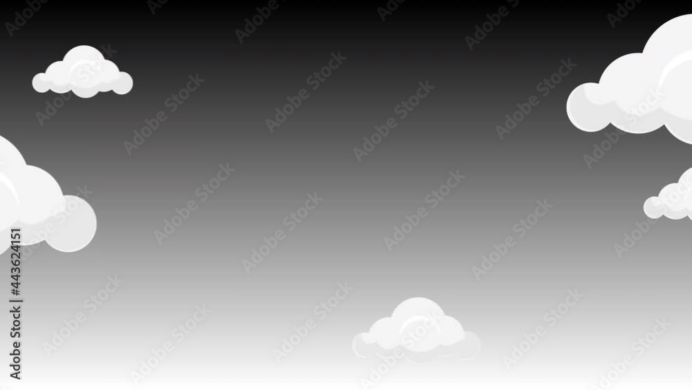 White clouds moving on black and white clean sky background in high ...