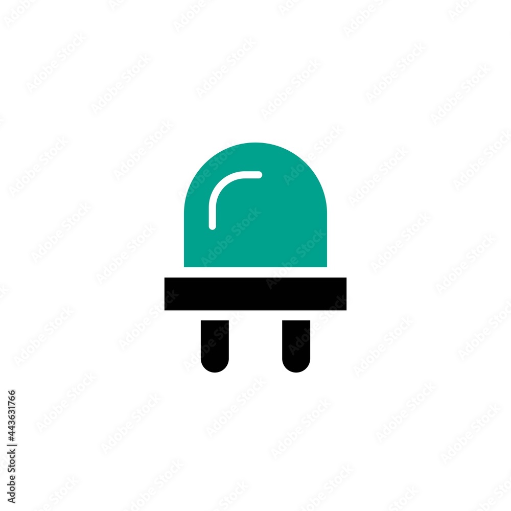 Green LED Lamp.Electronic equipment.Green Macro Diode. Trendy flat ...