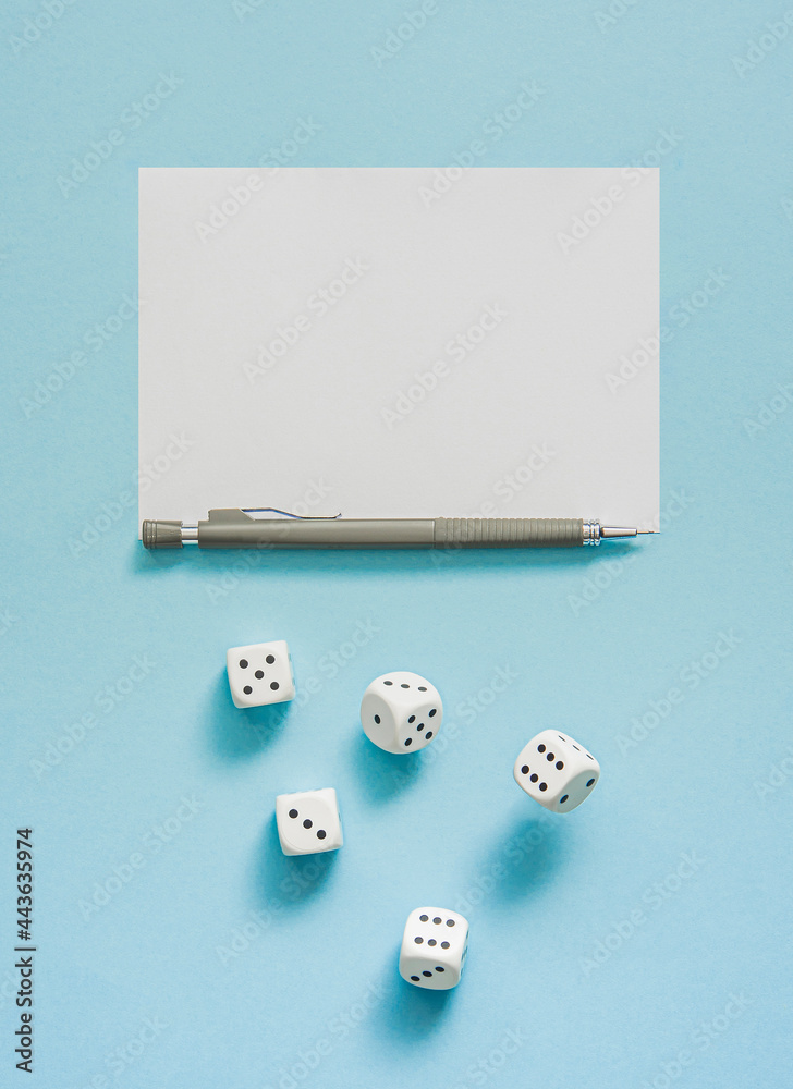 Yahtzee Game In Progress. Rolling Dice, Pencil And Score Sheet On A ...