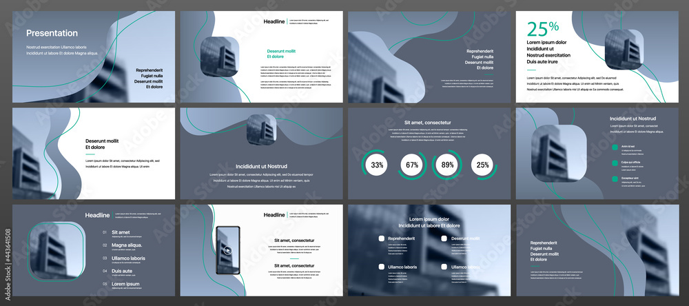 Set of vector slides for presentations and reports. Geometric elements ...