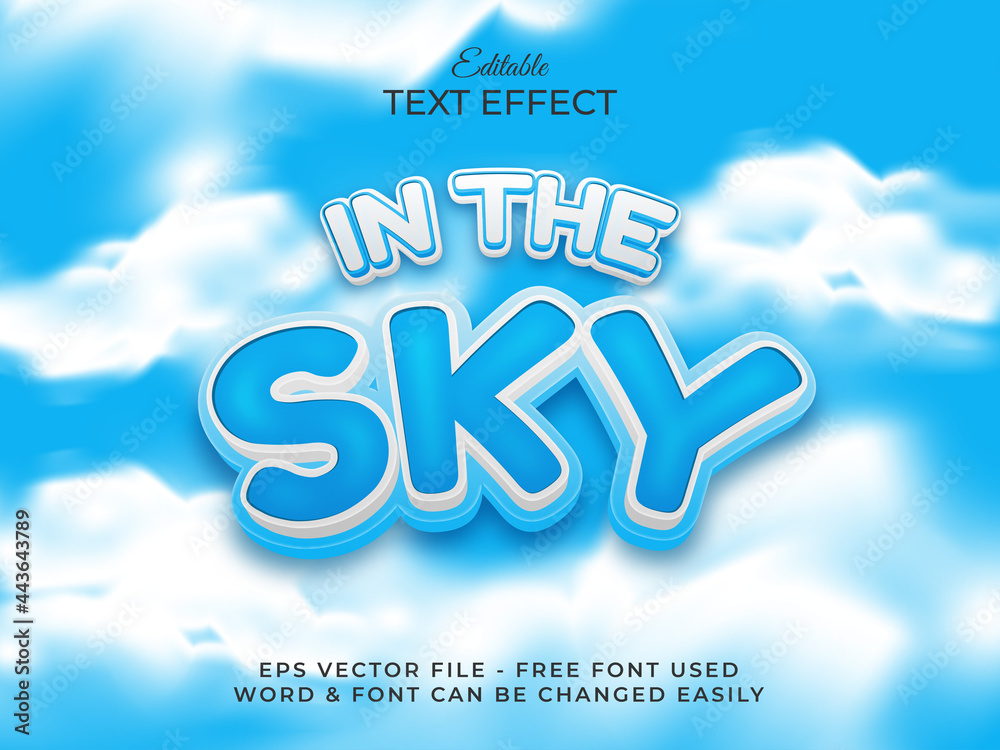 Editable text effect. In the sky text fun theme. Stock Vector | Adobe Stock
