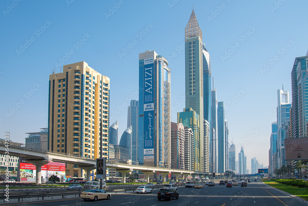 Dubai, United Arab Emirates: Sheikh Zayed Road, showing some of Dubai's ...