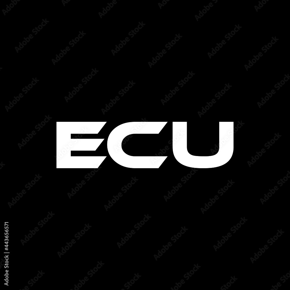 ECU letter logo design with black background in illustrator, vector ...