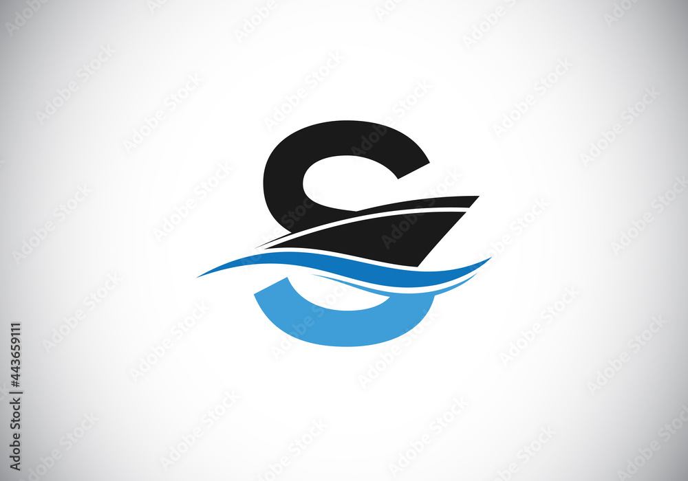 Capital letter S with the ship, cruise, or boat logo design template ...