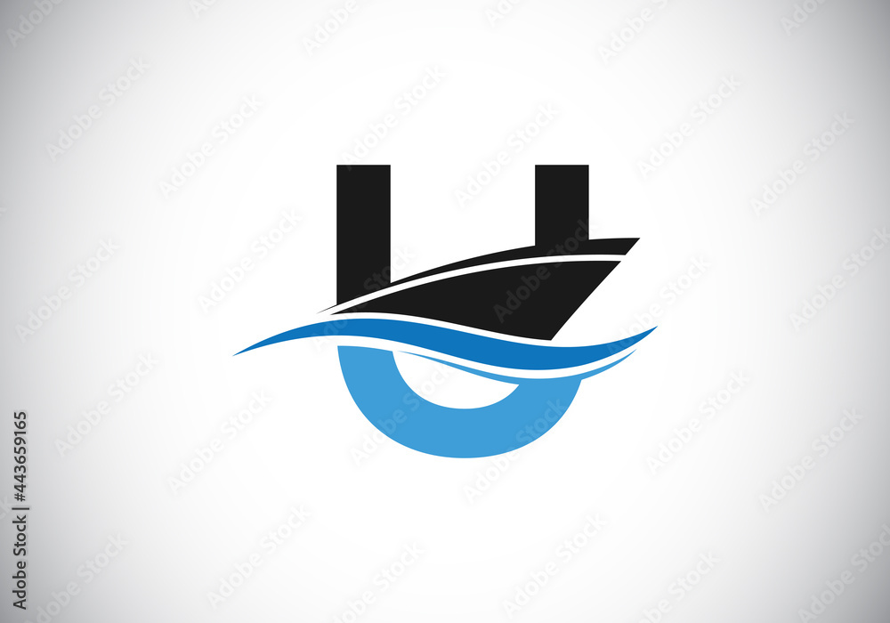 Capital letter U with the ship, cruise, or boat logo design template ...