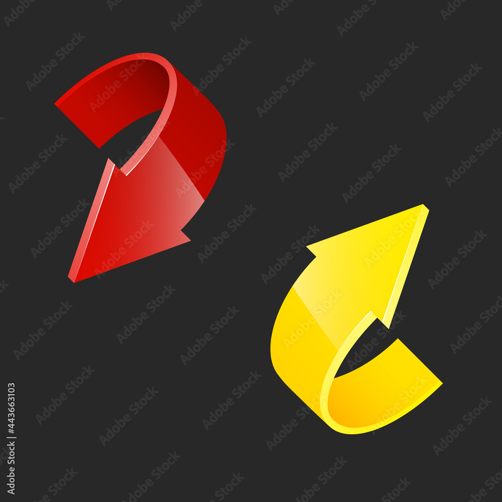 Two curve arrow ribbon. 2 direction curve banner shape. Trend arrow ...
