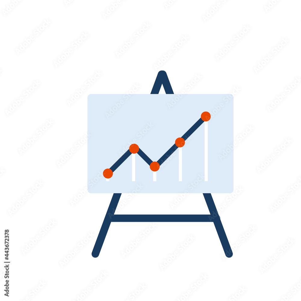 Business diagram. Graph at presentation. Growth chart. Sheet on stand ...