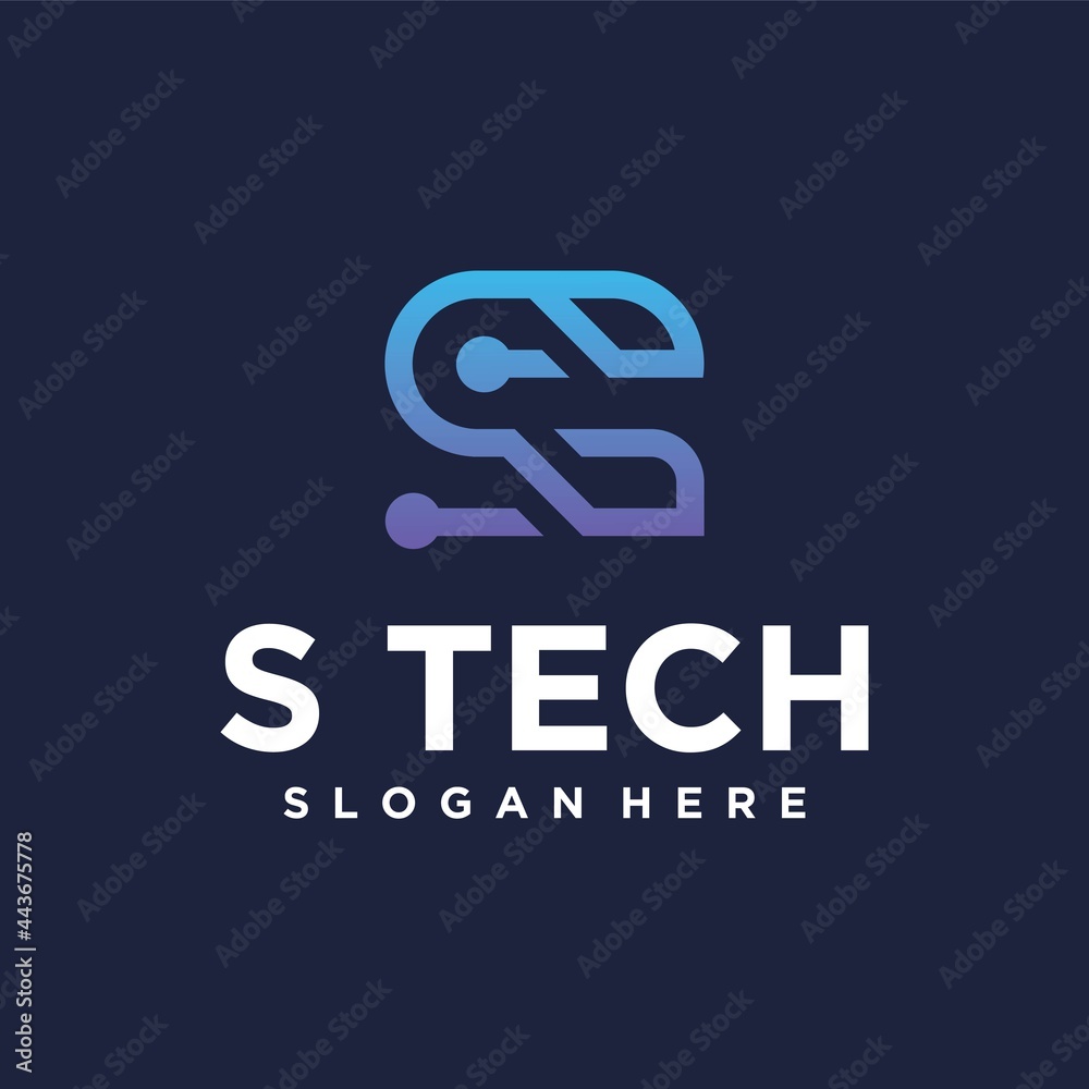 Tech logo letter initial S logo design with color combination Stock ...