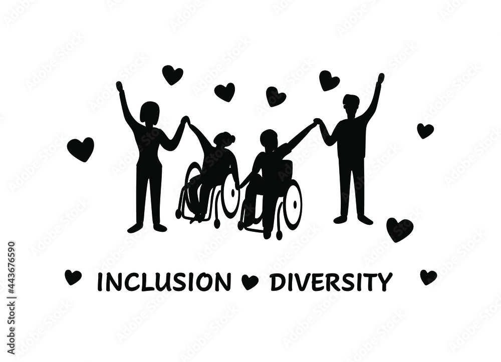 Silhouettes of people. Inclusion and diversity concept. Men, women ...