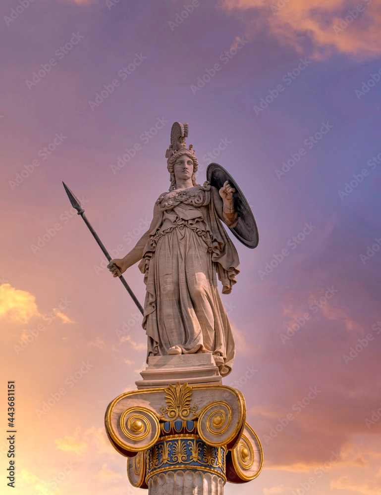 Athena ancient Greek goddess statue and impressive sky Stock Photo ...
