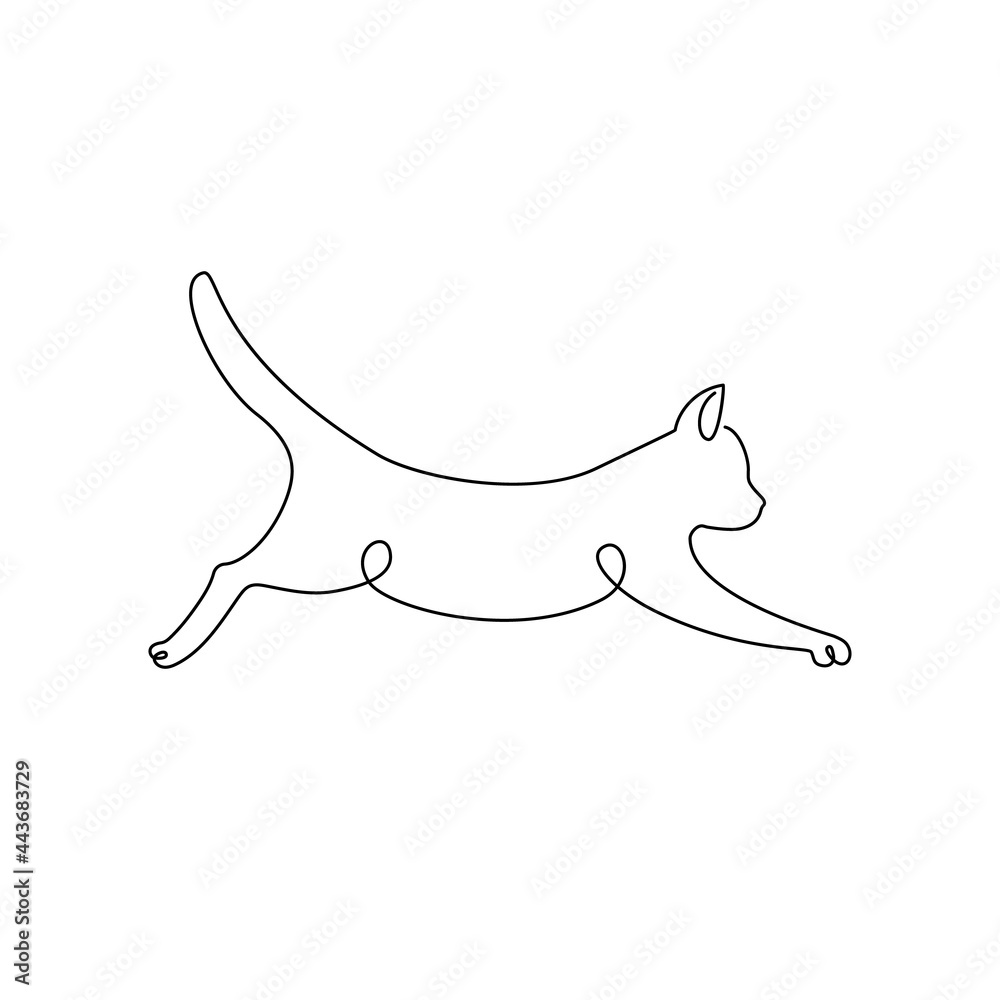 Jumping Cat continuous line drawing Stock Vector | Adobe Stock