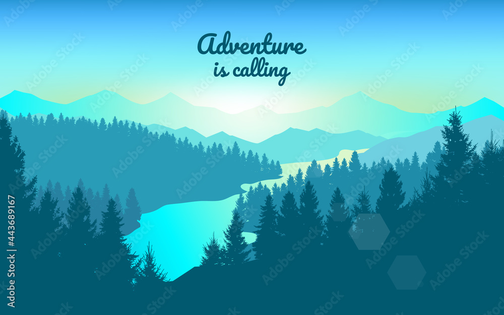 Mountain landscape. Tourist flyer, background, booklet. Adventure ...