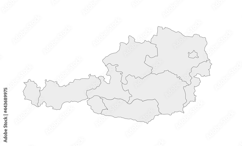 Simple map of Austria vector drawing. Mercator projection. Filled and ...