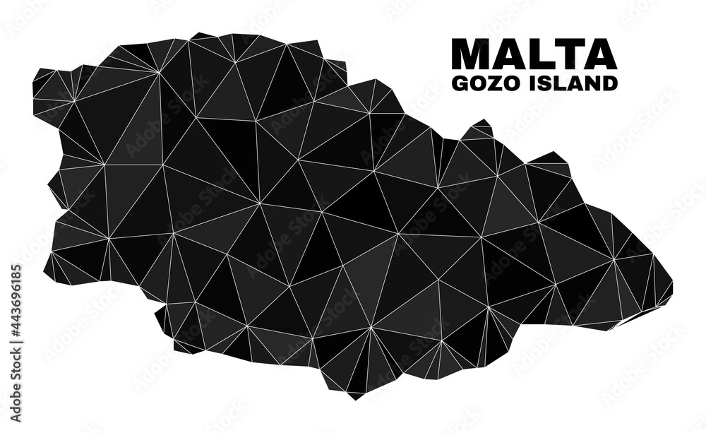 Low-poly Gozo Island map. Polygonal Gozo Island map vector is ...