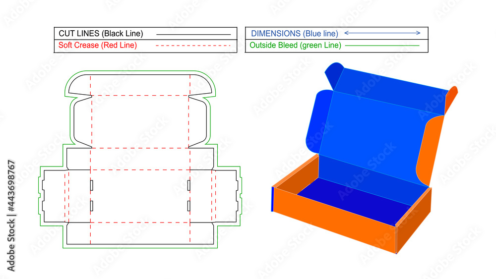 REFTD Carton box, corrugated carton box dieline and 3D vector, easily ...