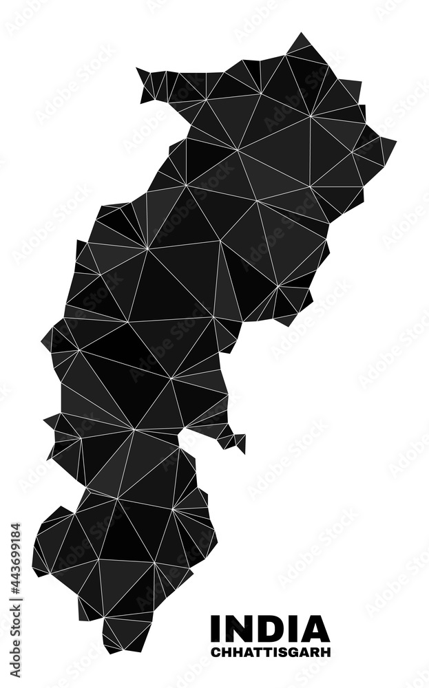 Low-poly Chhattisgarh State map. Polygonal Chhattisgarh State map ...